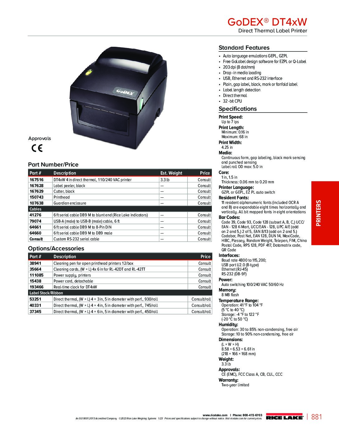 Impresora de etiquetas GoDEX G500 - Instrumentación Industrial CICTEM