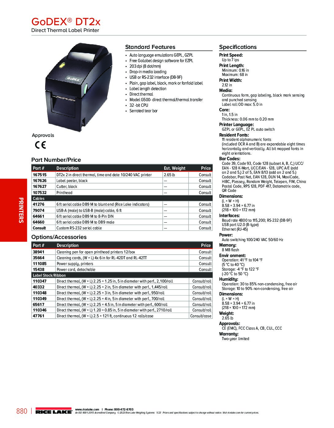 Impresora de etiquetas GoDEX DT2x - Instrumentación Industrial CICTEM
